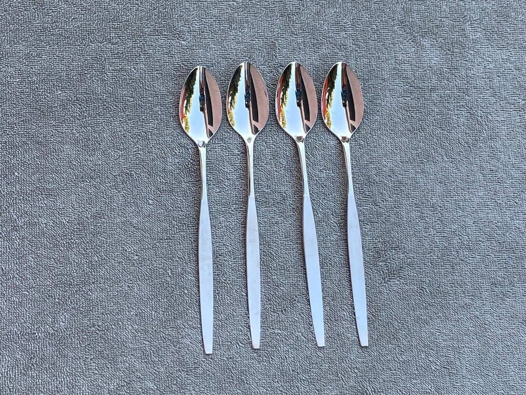 Oneida Frostfire Community Stainless Flatware 4 Iced Tea Spoons 7-3/8 ...