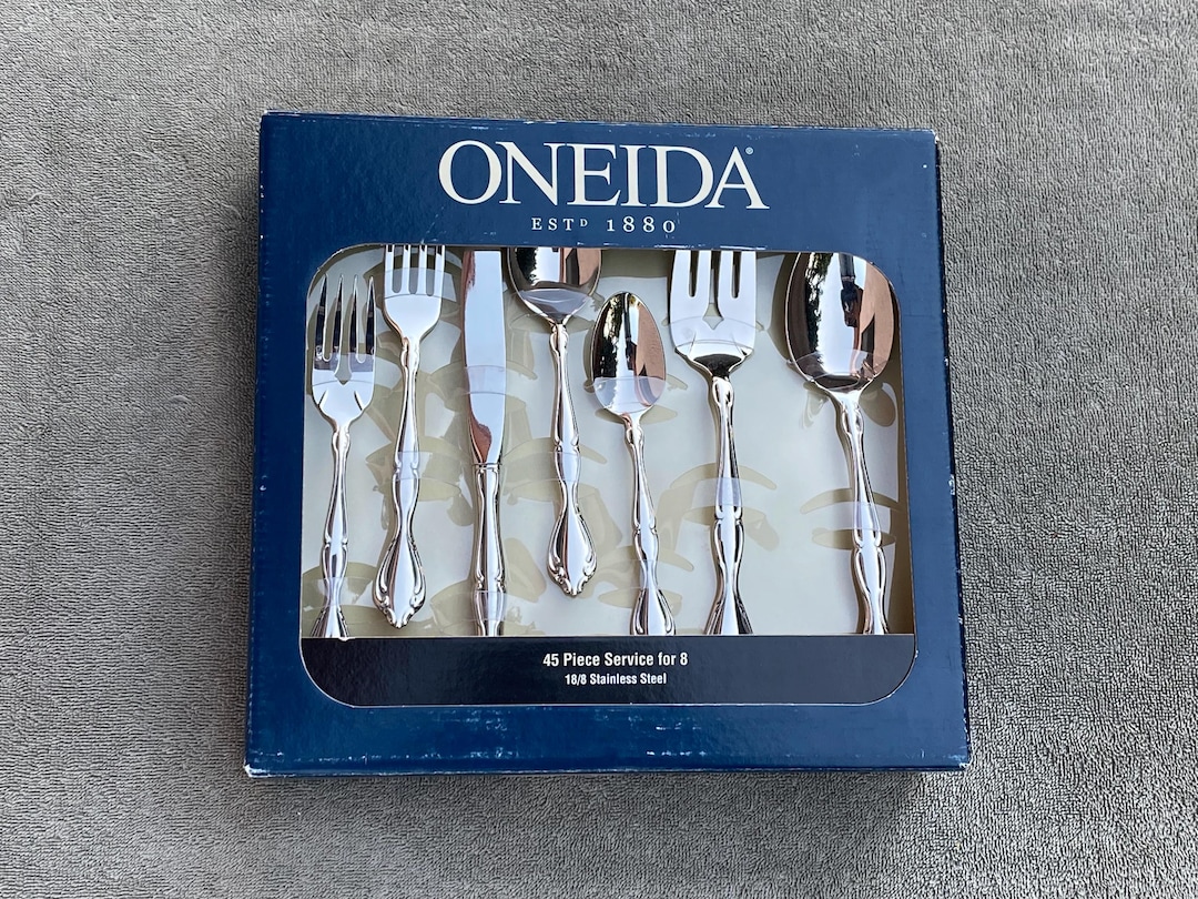 Oneida Cantata USA Glossy Stainless Steel Flatware 45 Piece Set UNUSED ...