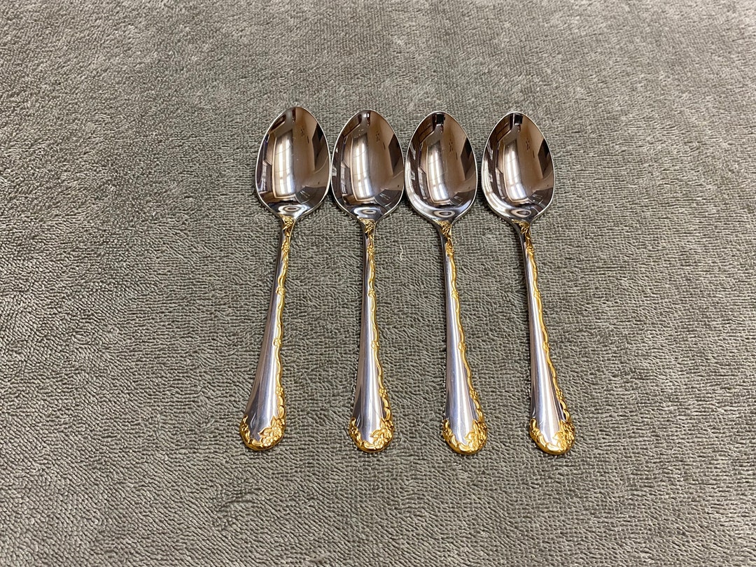 Oneida Golden Belle Rose Community Stainless Flatware 4 Teaspoons 6 - Etsy
