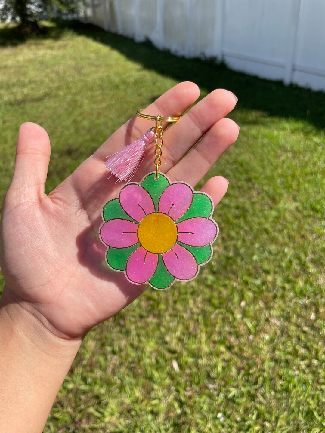 Flower Resin Keychain - Etsy