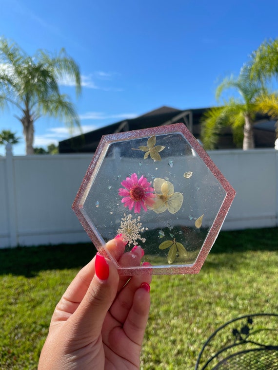 Flower Resin Coaster - Etsy