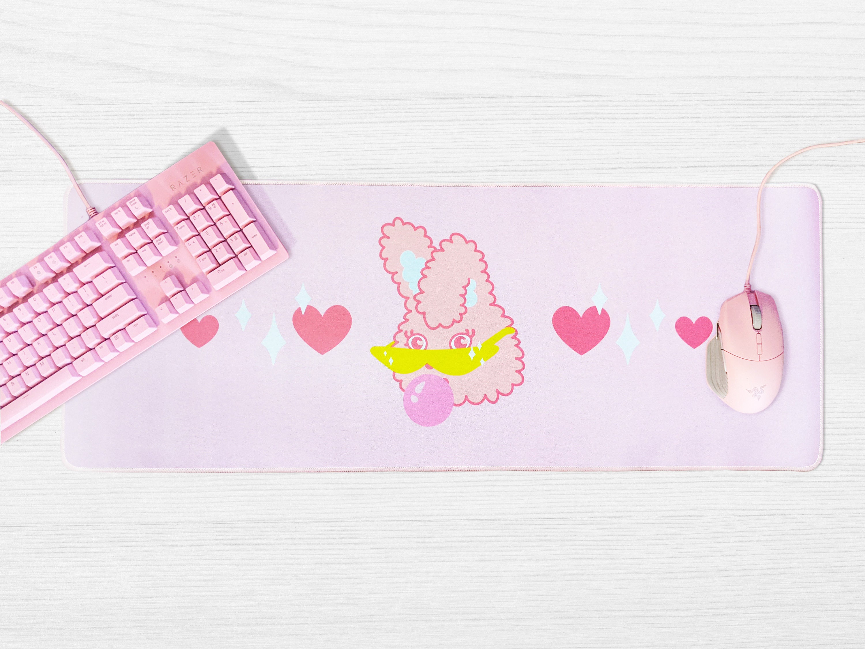 Sassy Bunny Mousepad Cute Pink Desk Pad Large Gaming Mouse | Etsy