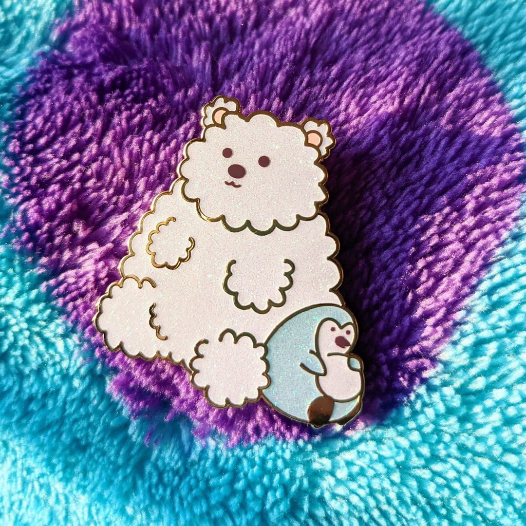 Bear and Penguin Glitter Hard Enamel Pin | Animal Lover Badge | Sparkly ...