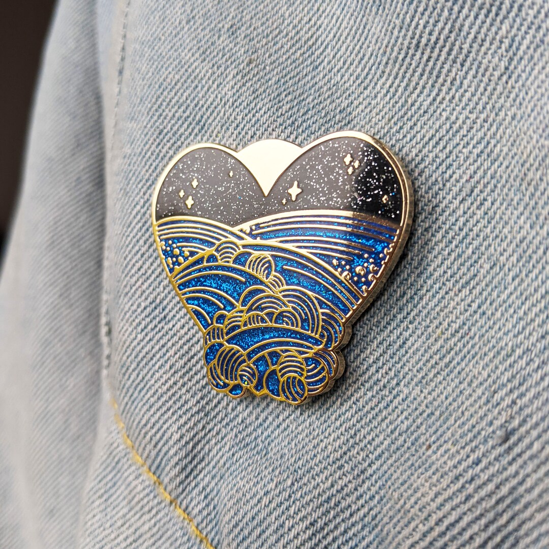 I Heart Seaside Glitter Hard Enamel Pin | Heart Shaped Nature Lover ...