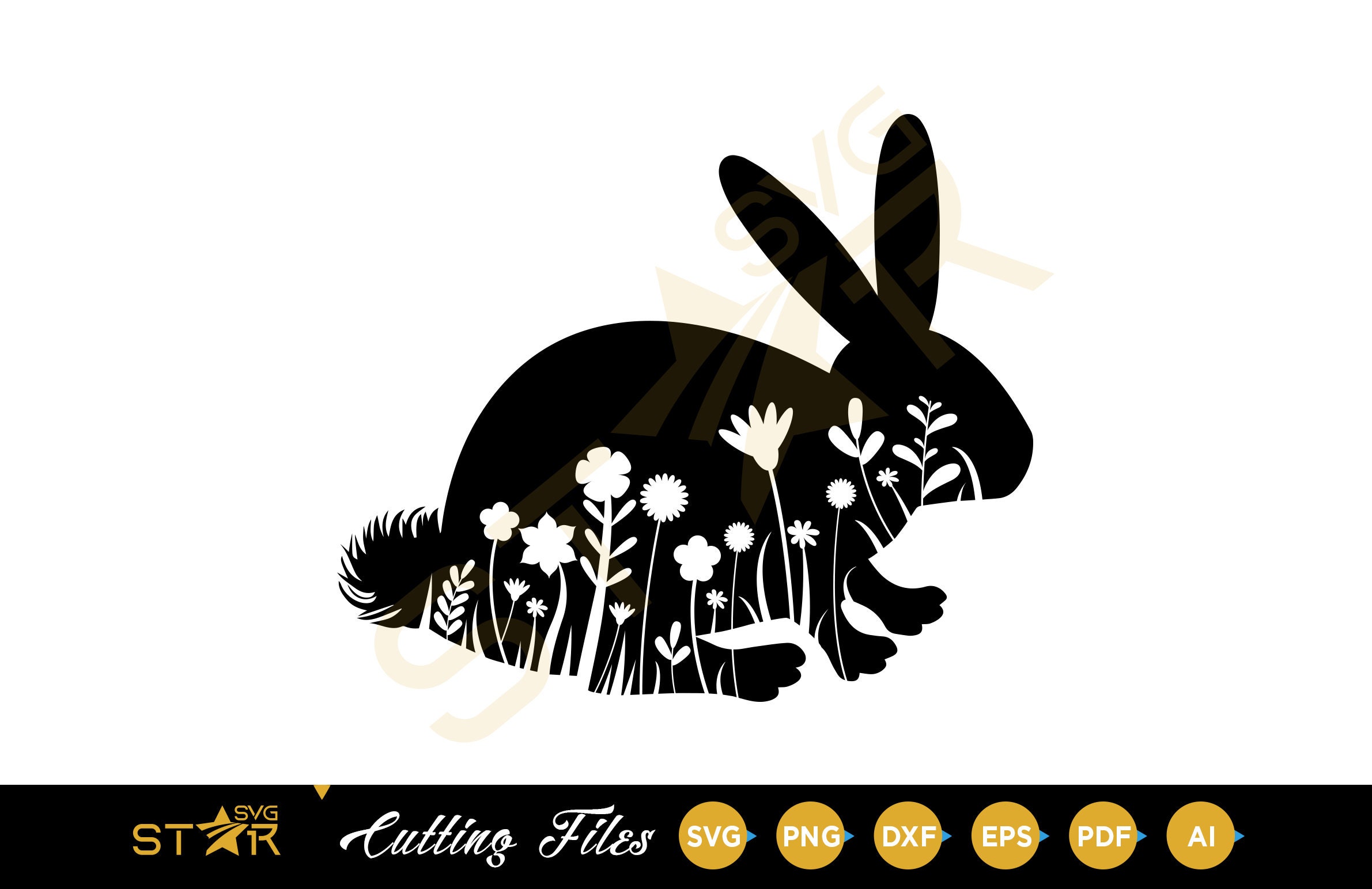 Bunny Floral SVG Easter Bunny Animal Zentangle Rabbit | Etsy