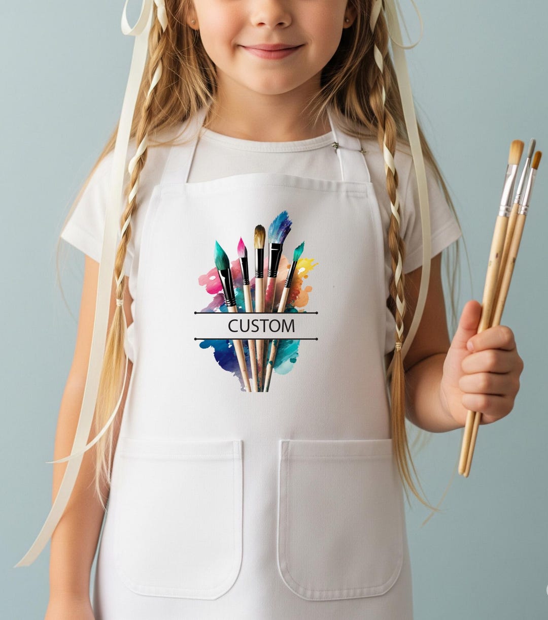 Custom Name Kids Art Apron, Cute Art Apron, Paint Party Apron ...