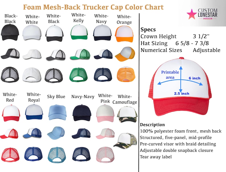 Custom Trucker Hat, Custom Foam Cap, Your Logo Here, Mesh Back Trucker ...