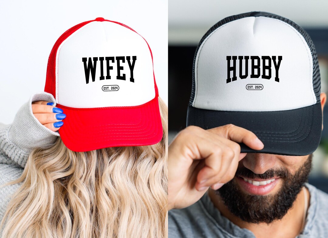 Wifey Hubby Year Hats, Honeymoon Hats, Couple Hats, Anniversary Gift ...