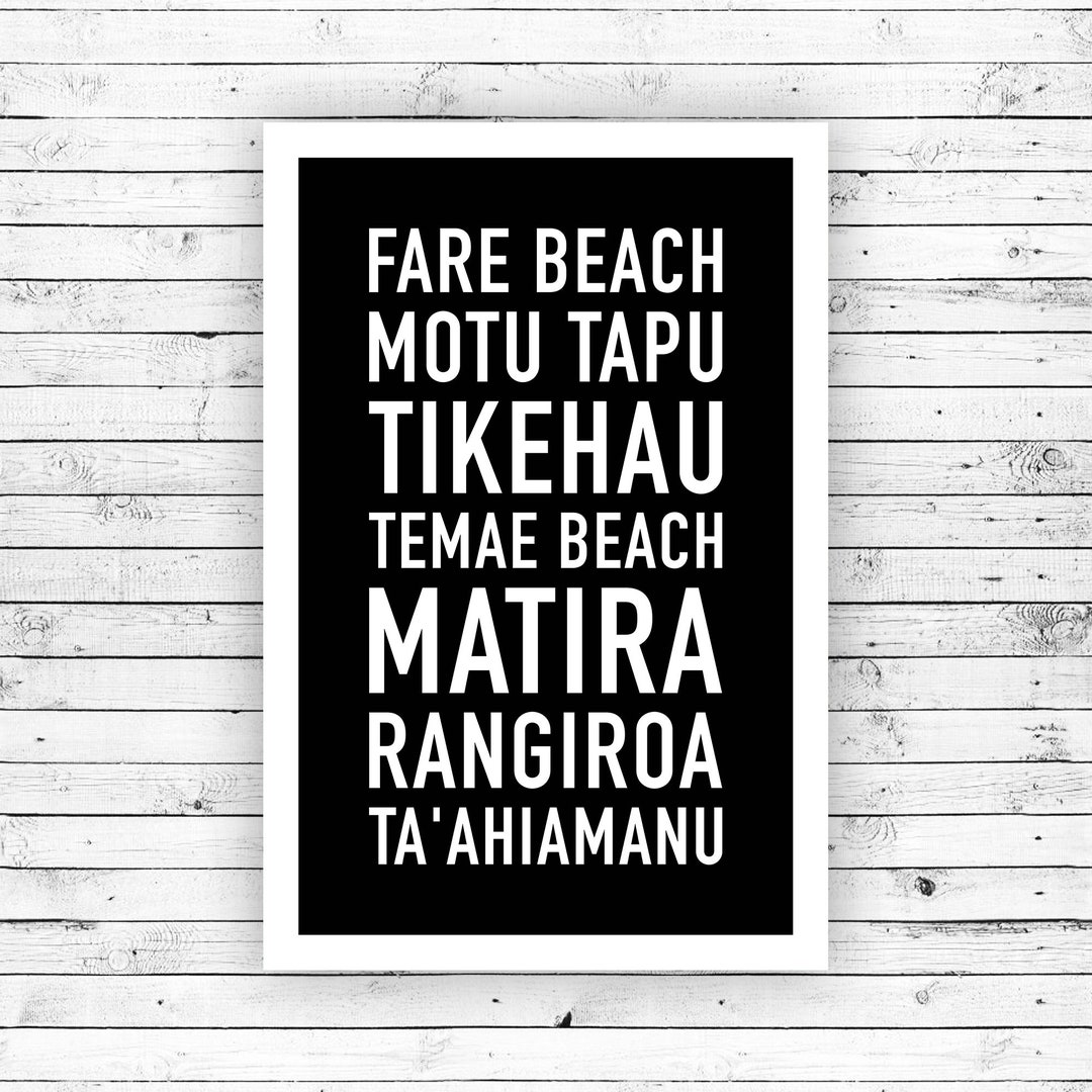 French Polynesia - Beach Decor, Beach Print, Typography Print, Beach ...