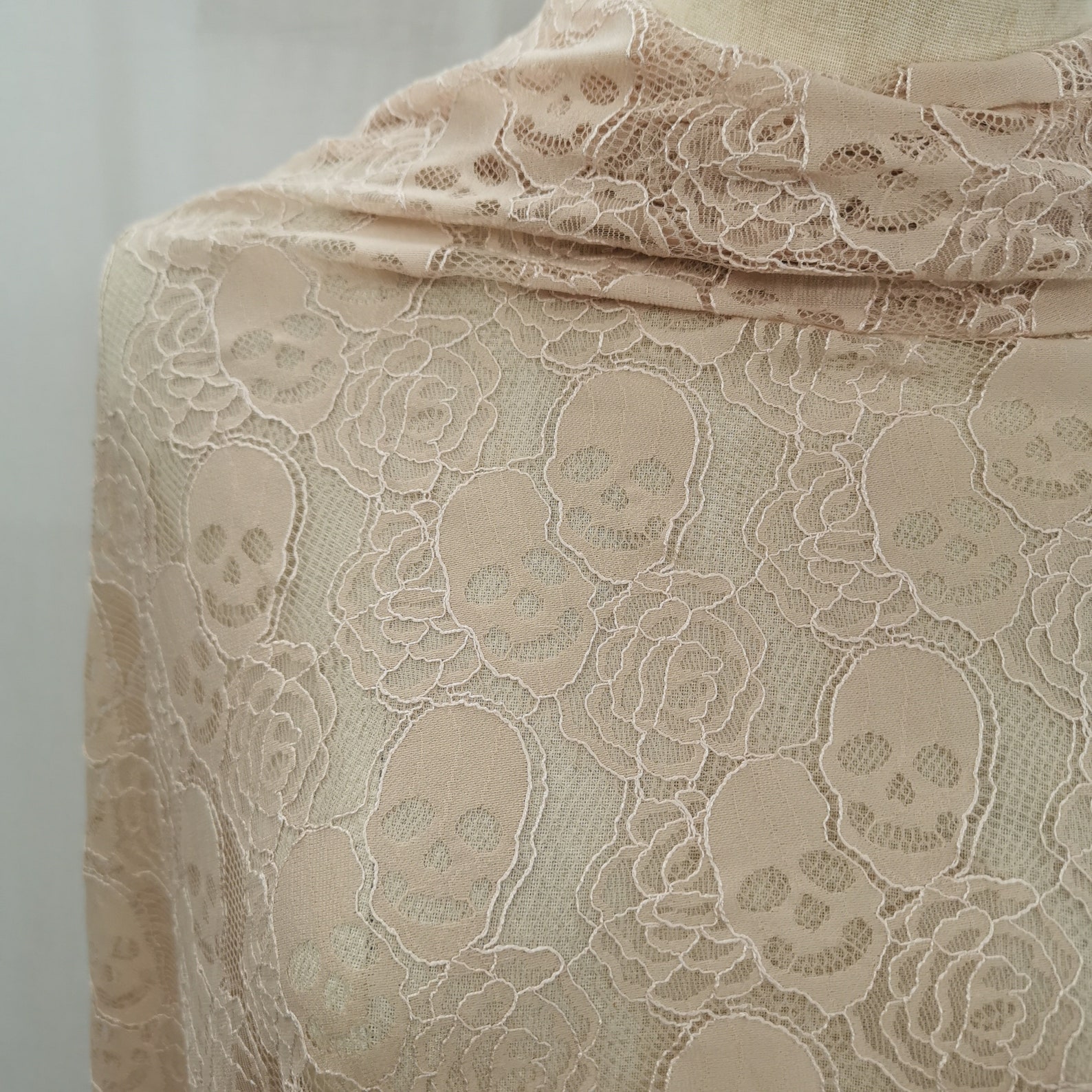 Black Skull Lace Fabric Lace Skull Pattern Skull Lace Material Skull ...