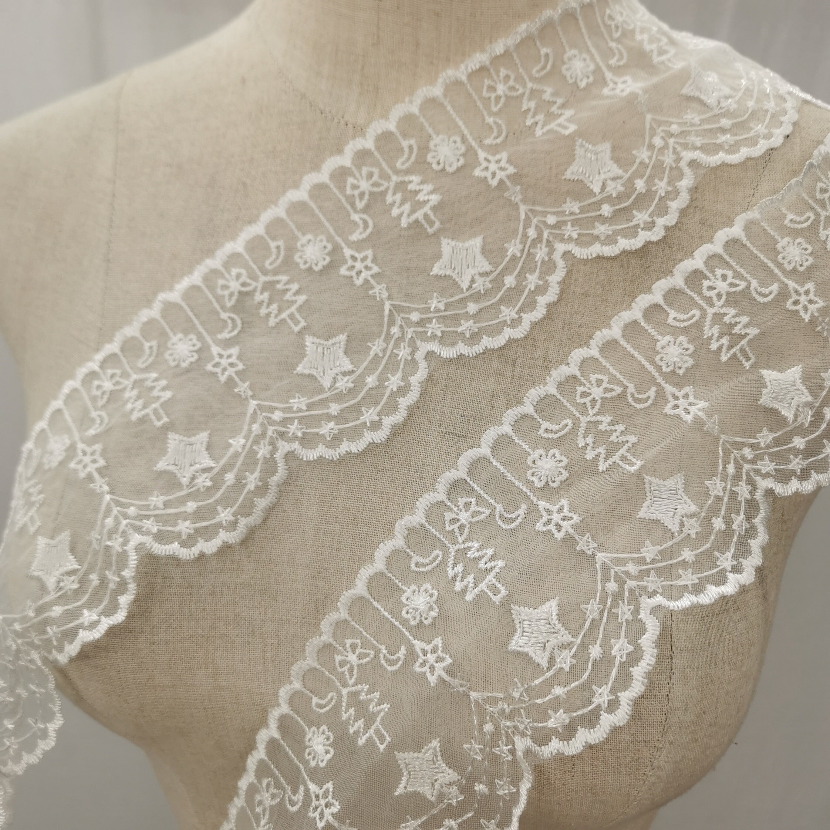 Moon and Stars Trim Moon Lace Trim Christmas Lace Trim 75 Mm Width ...