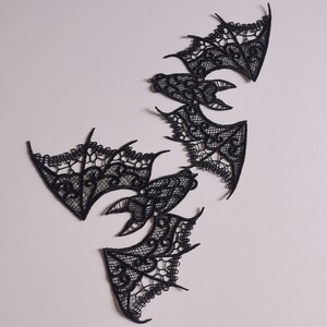 2 Piece Embroidered Bats Lace Bats Black Lace Bat Embroidered Lace Bats ...