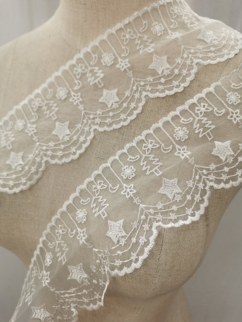 Moon and Stars Trim Moon Lace Trim Christmas Lace Trim 75 Mm Width ...