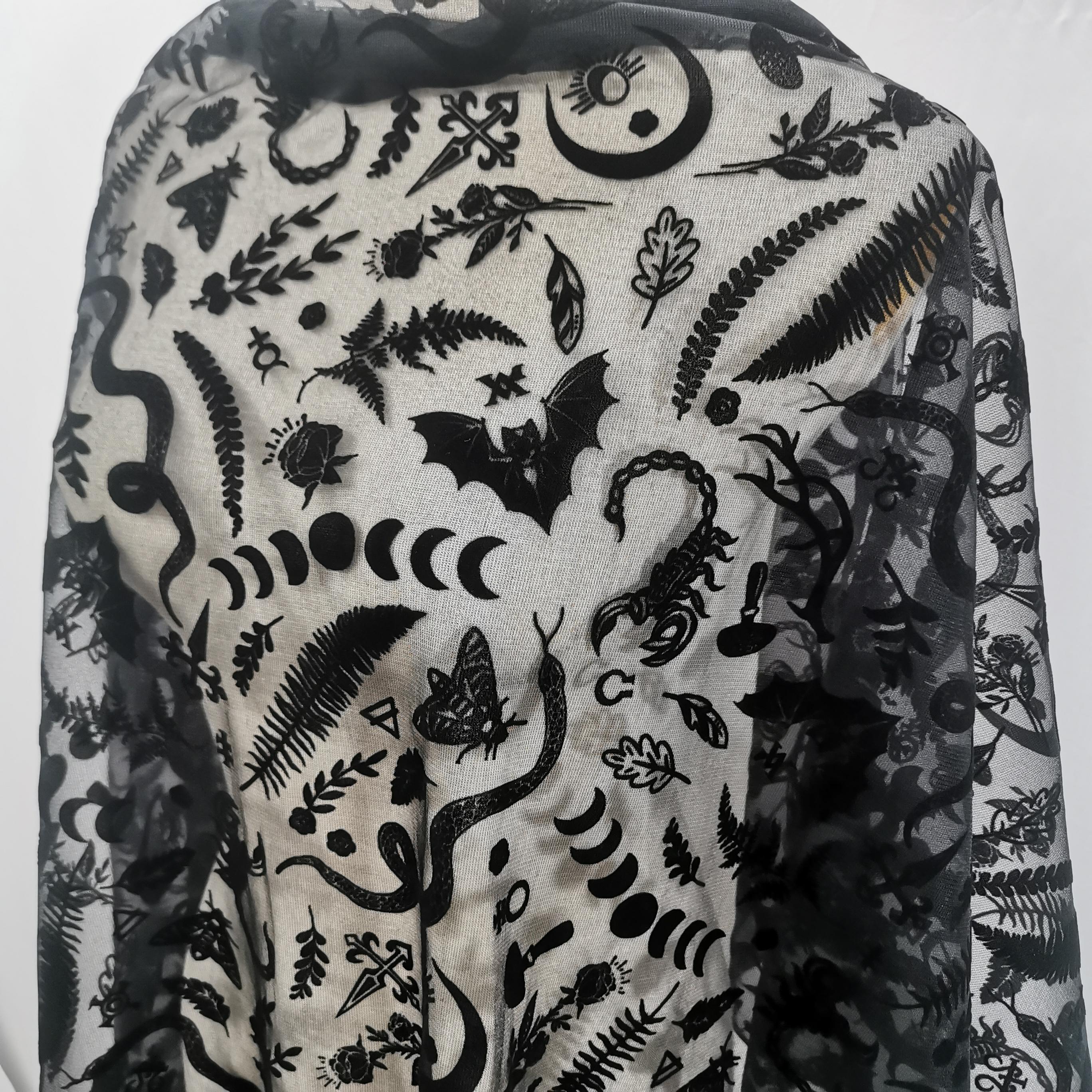 Halloween Gothic Fabric: Snakes, Scorpions, Moths, Bats, Moon, Woodland ...