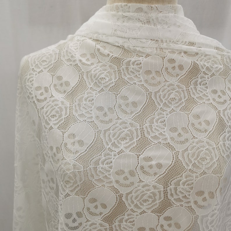 Black Skull Lace Fabric: Skull & Roses Pattern, 58" Wide - Nylon - Etsy