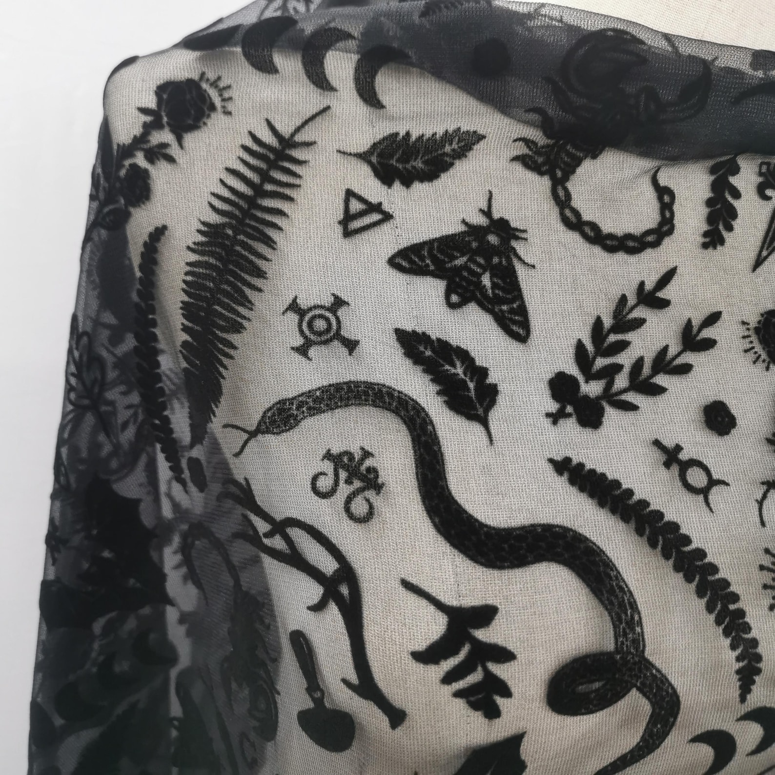 Halloween Gothic Fabric: Snakes, Scorpions, Moths, Bats, Moon, Woodland ...