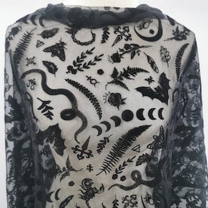 Halloween Gothic Fabric: Snakes, Scorpions, Moths, Bats, Moon, Woodland ...