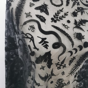 Halloween Gothic Fabric: Snakes, Scorpions, Moths, Bats, Moon, Woodland ...