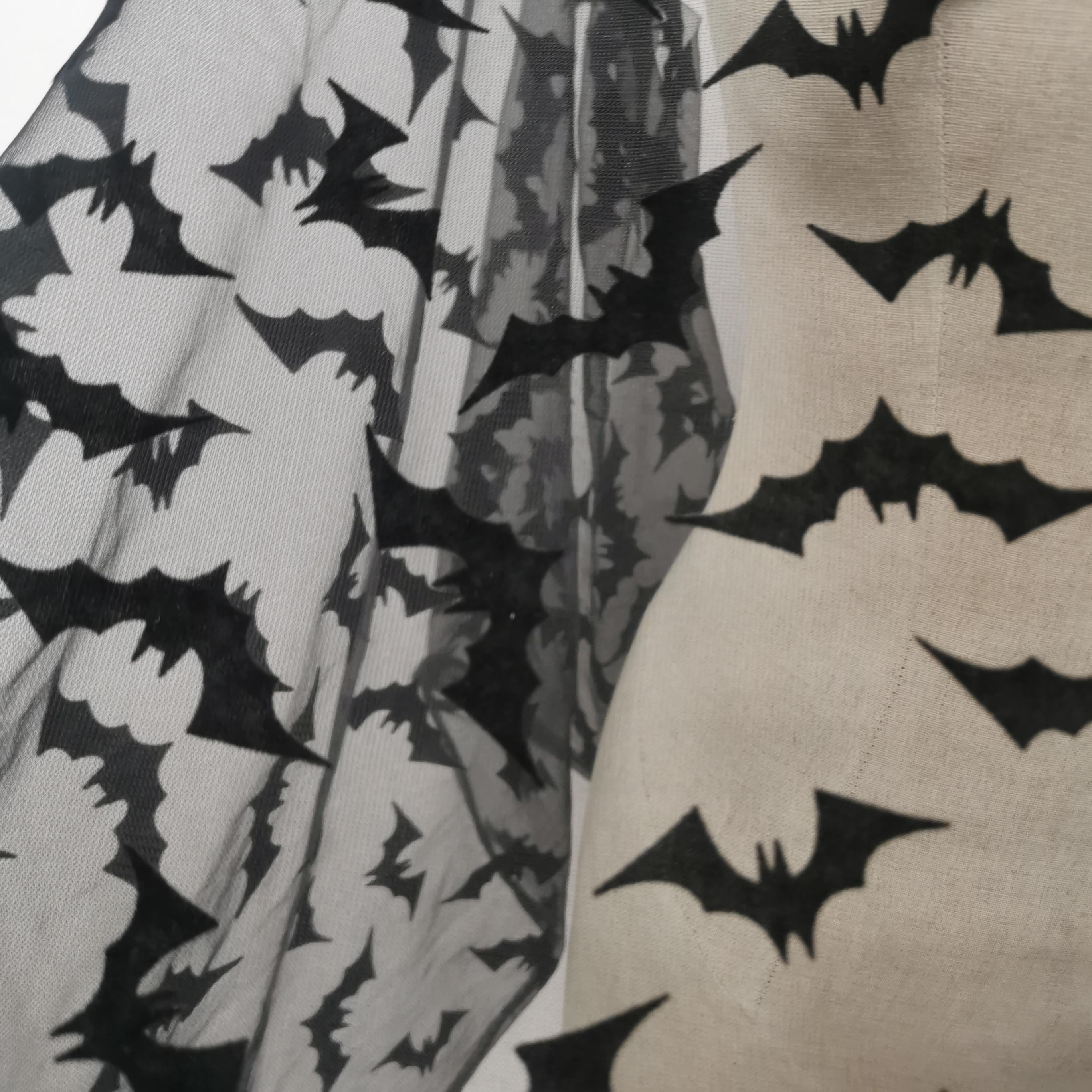 Bat Fabric Black Bats Flocked on Mesh Fabric Mesh Bat Fabric Halloween ...