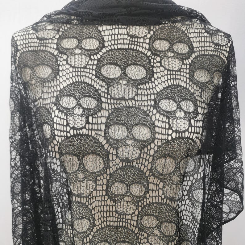 Black Skull Lace Fabric Black Skull Lace Black Skull Lace by the Yard ...
