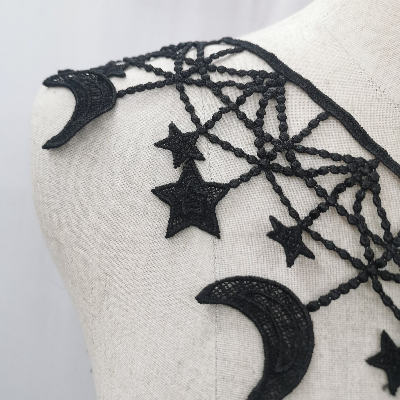 Moon and Stars Trim Moon Lace Trim Black Embroidery Lace for Halloween ...
