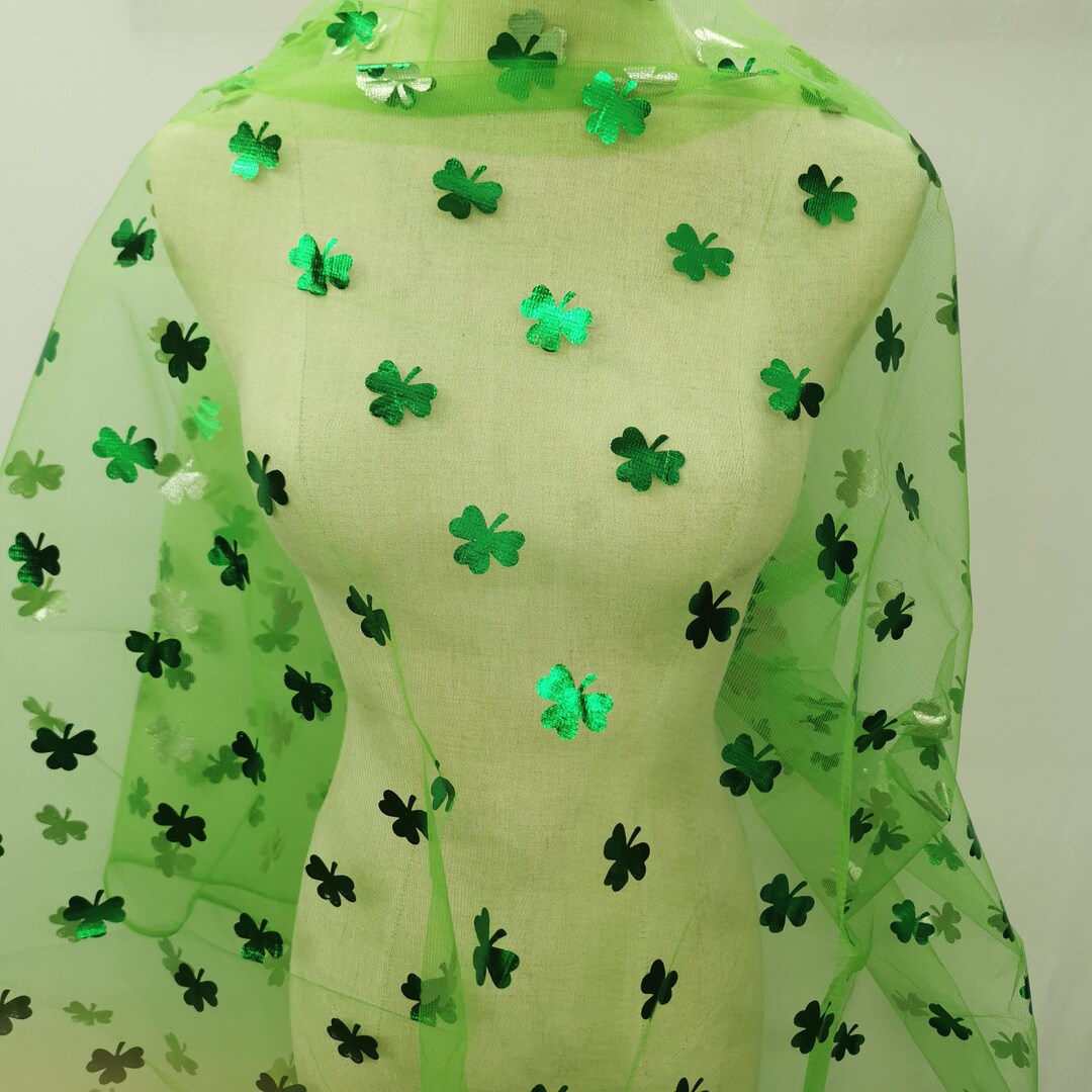 Tela de tul con tréboles, malla para el Día de San Patricio, tela verde ...