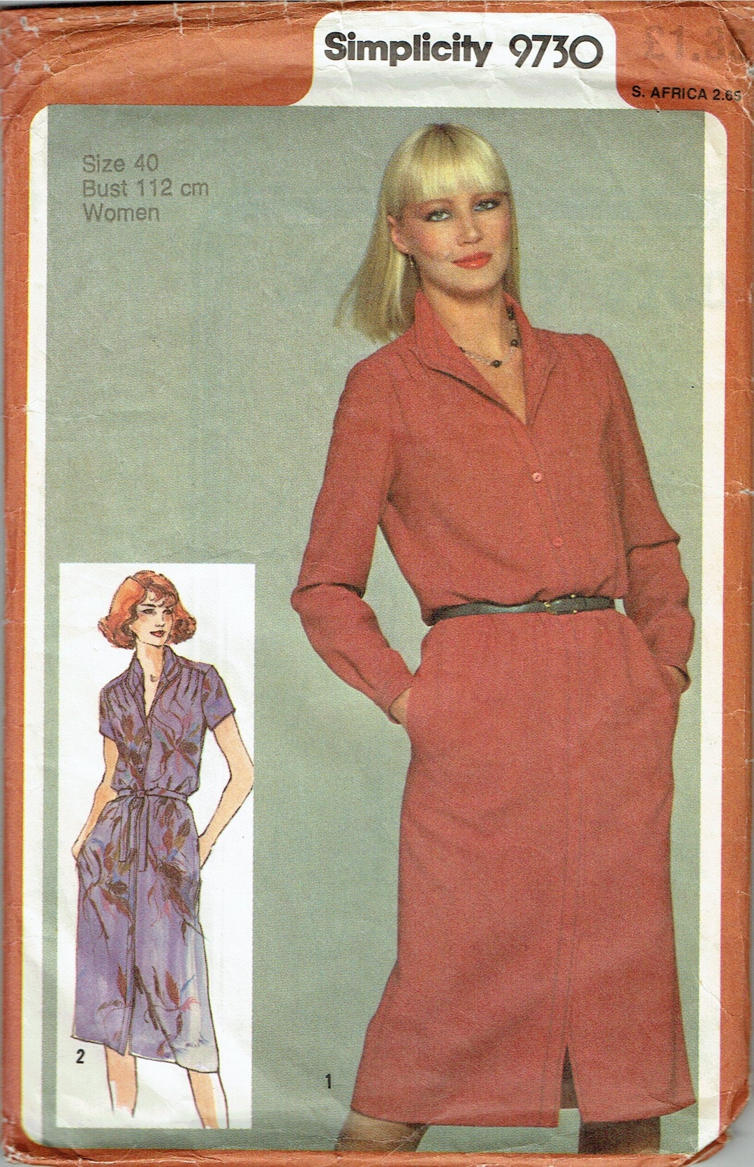 1980s Vintage Sewing Pattern for Womens Ladies Pullover Dress Size 40 ...