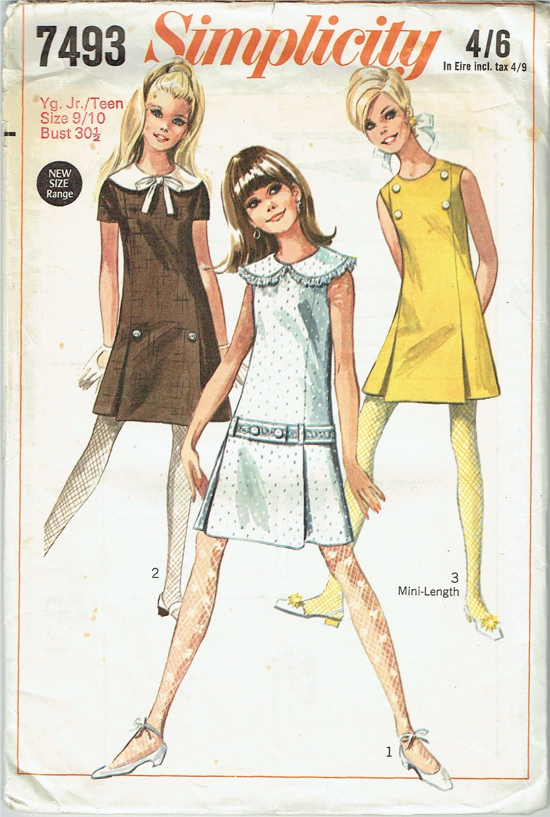 1960s Vintage Sewing Pattern for Girls or Teens Mini Dress - Etsy