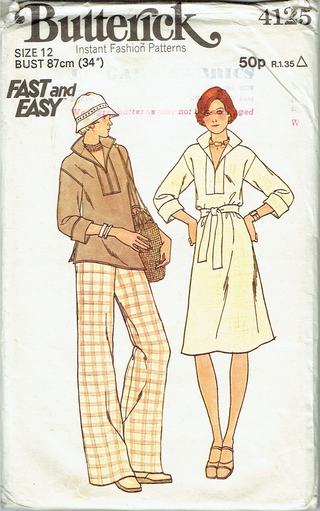 1970s Vintage Sewing Pattern for Dressmaking Womens Ladies Tunic Dress ...