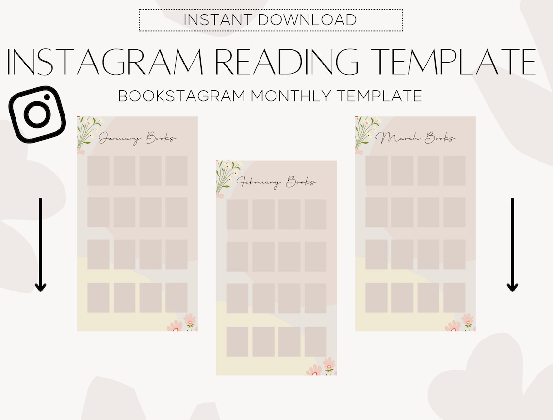 BOOKSTAGRAM Reading Template Instagram Story Monthly Reading Template ...