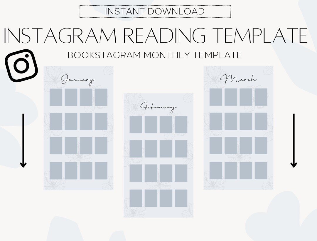 BOOKSTAGRAM Reading Template Instagram Story Monthly Reading Template ...