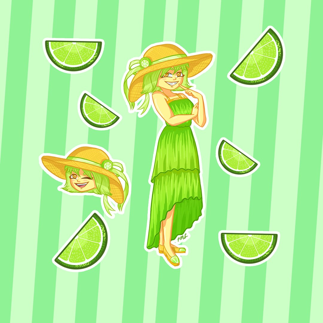 Cute Lillian Lime Girl Stickers | Sticker Sheet | White Matte Sticker ...