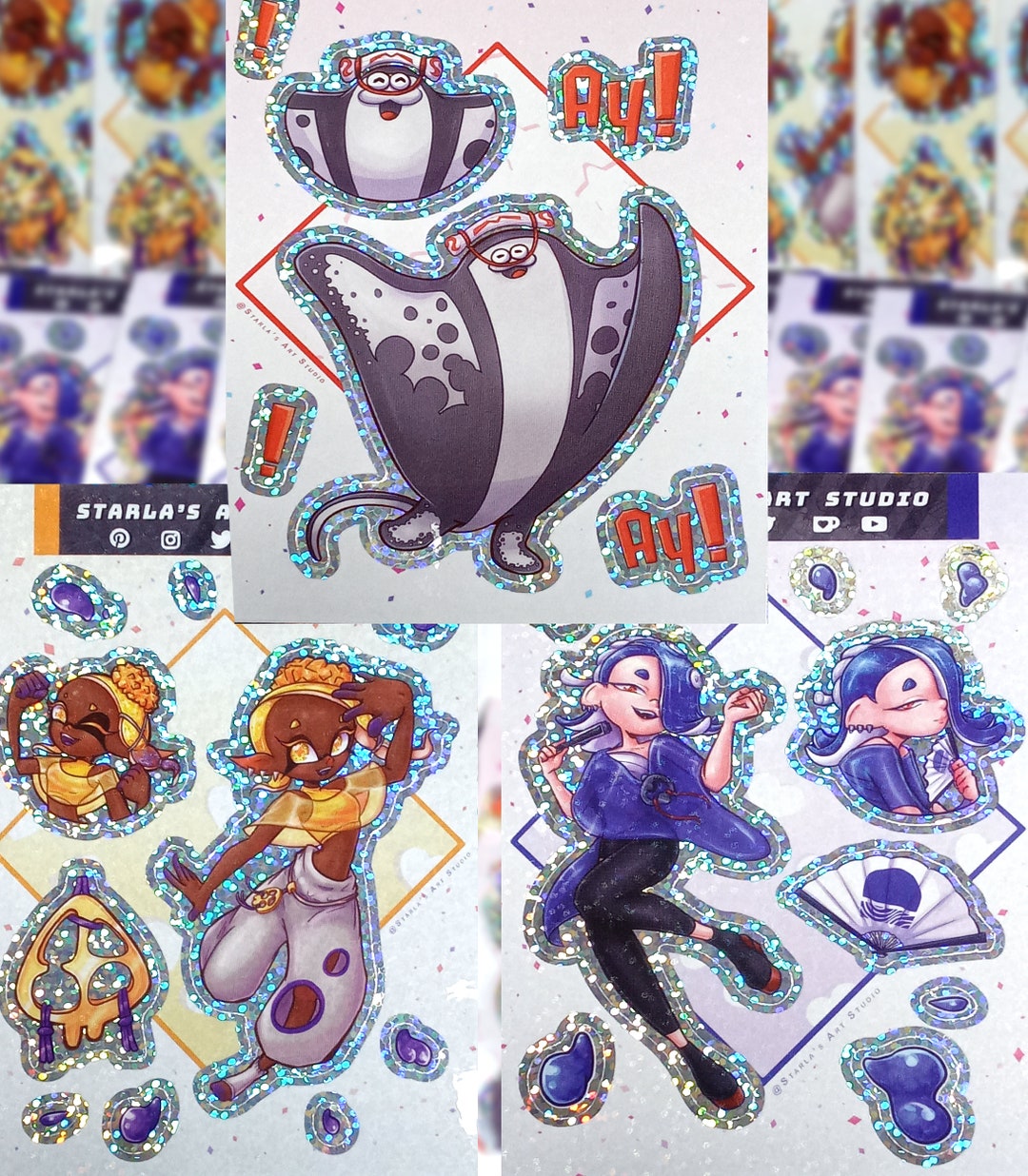 Splatoon 3 Inspired Holo Sticker Sheets: Shiver, Frye, Big Man | Deep ...