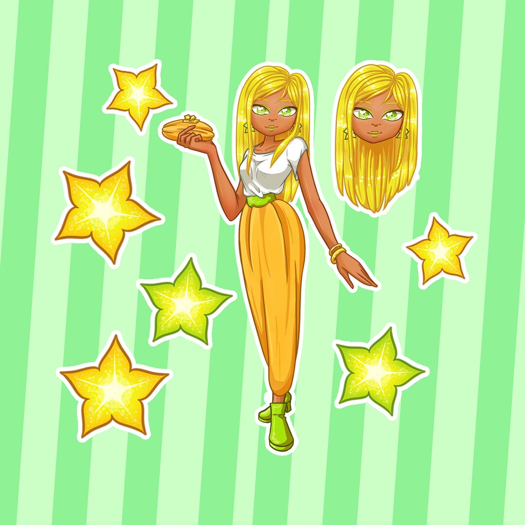 Cute Stephanie Starfruit Girl Stickers | Sticker Sheet | White Sticker ...