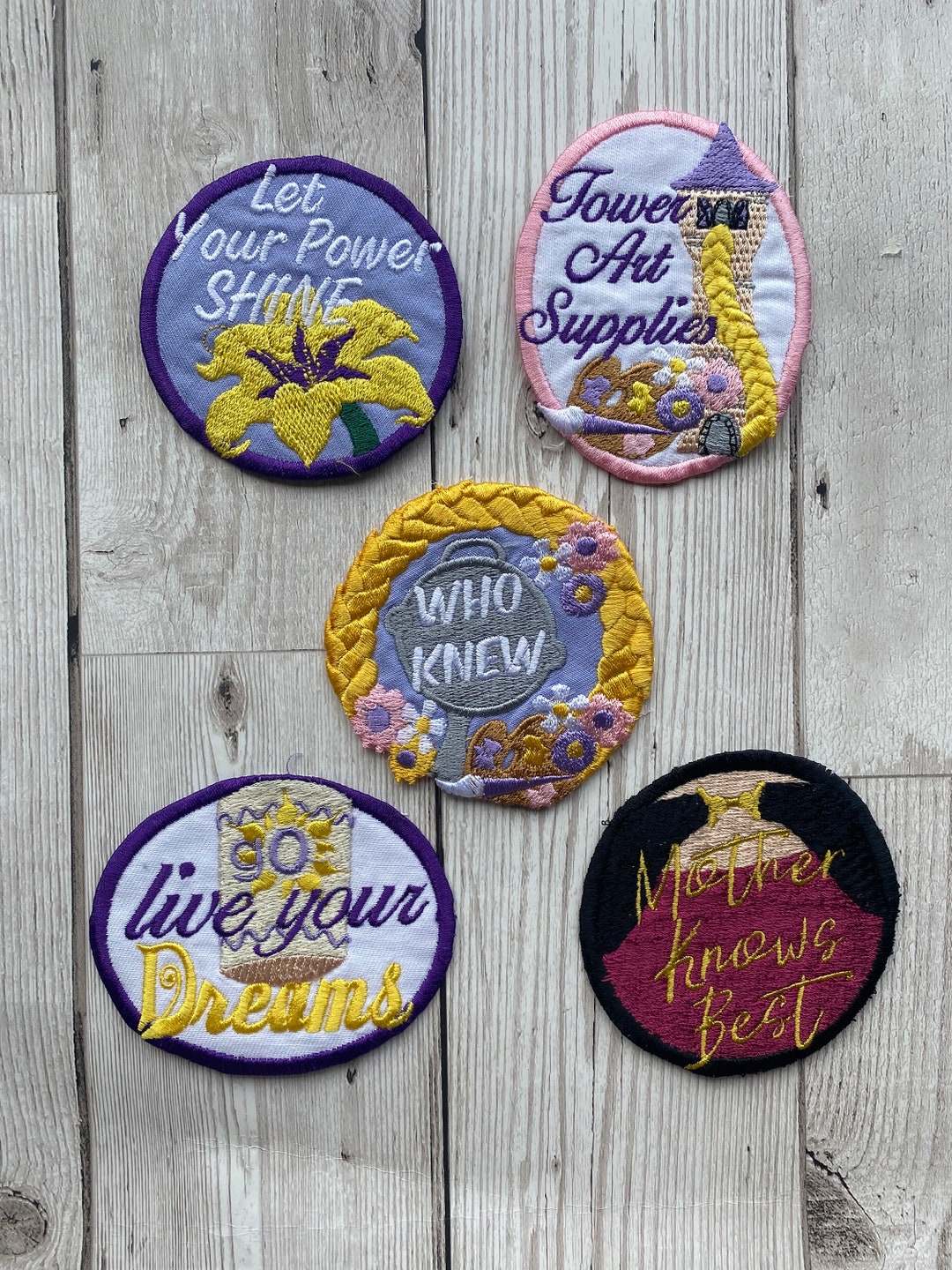 Rapunzel and Tangled Inspired Embroidered Patches, Go Live Your Dreams ...