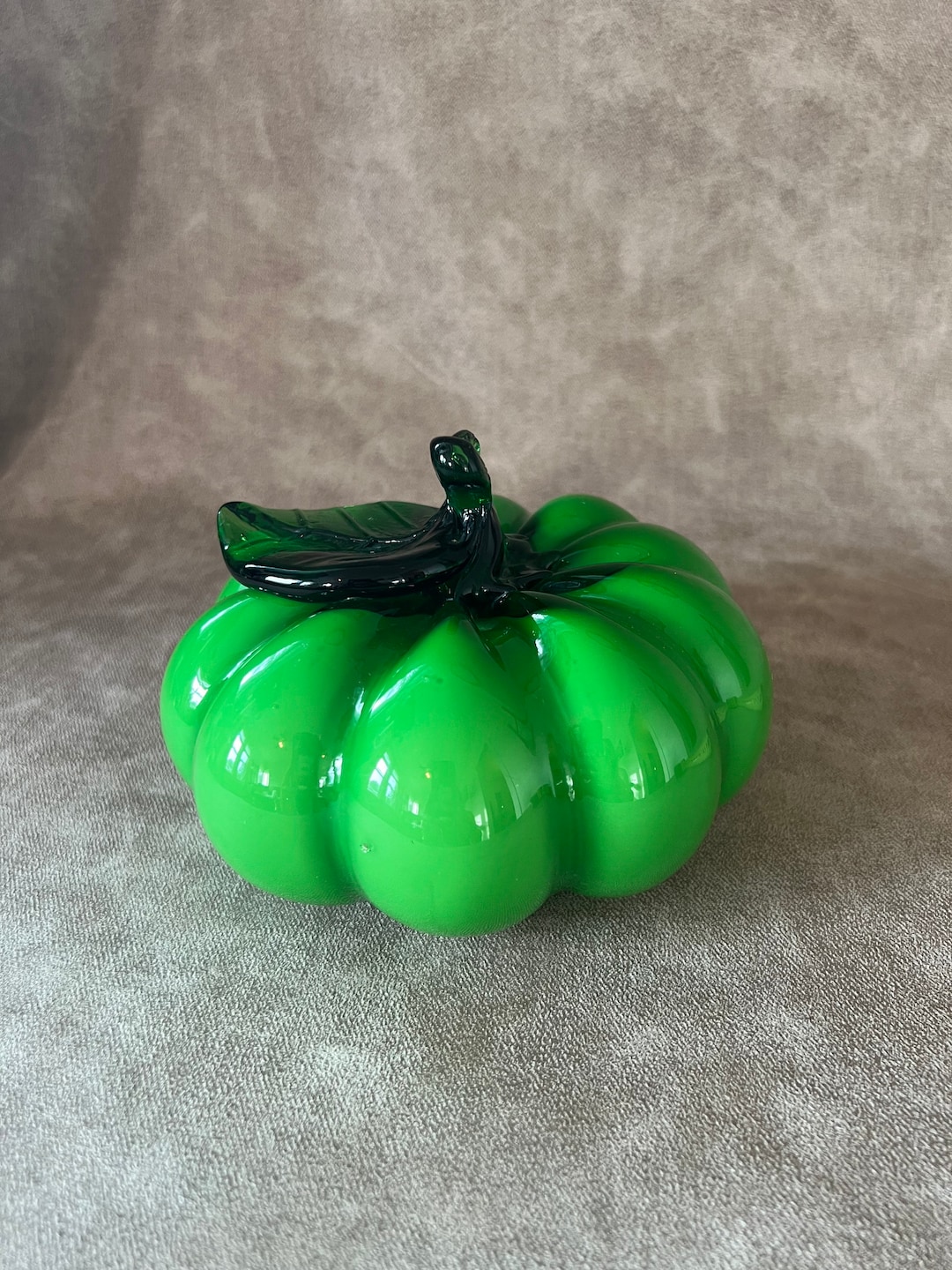 Hand Blown Light Green Glass Pumpkin Murano Style - Etsy
