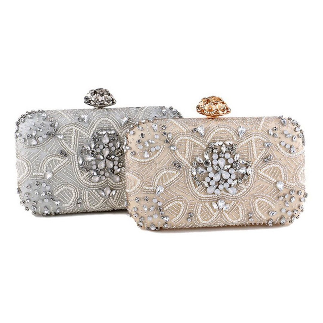 Luxury Bridal Clutch, Bridal Purse, Wedding Clutch, Gold Chain Bridal ...