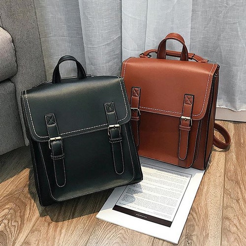 Vegan Leather Backpack Bookbag Travel Bag Vegan Gift - Etsy