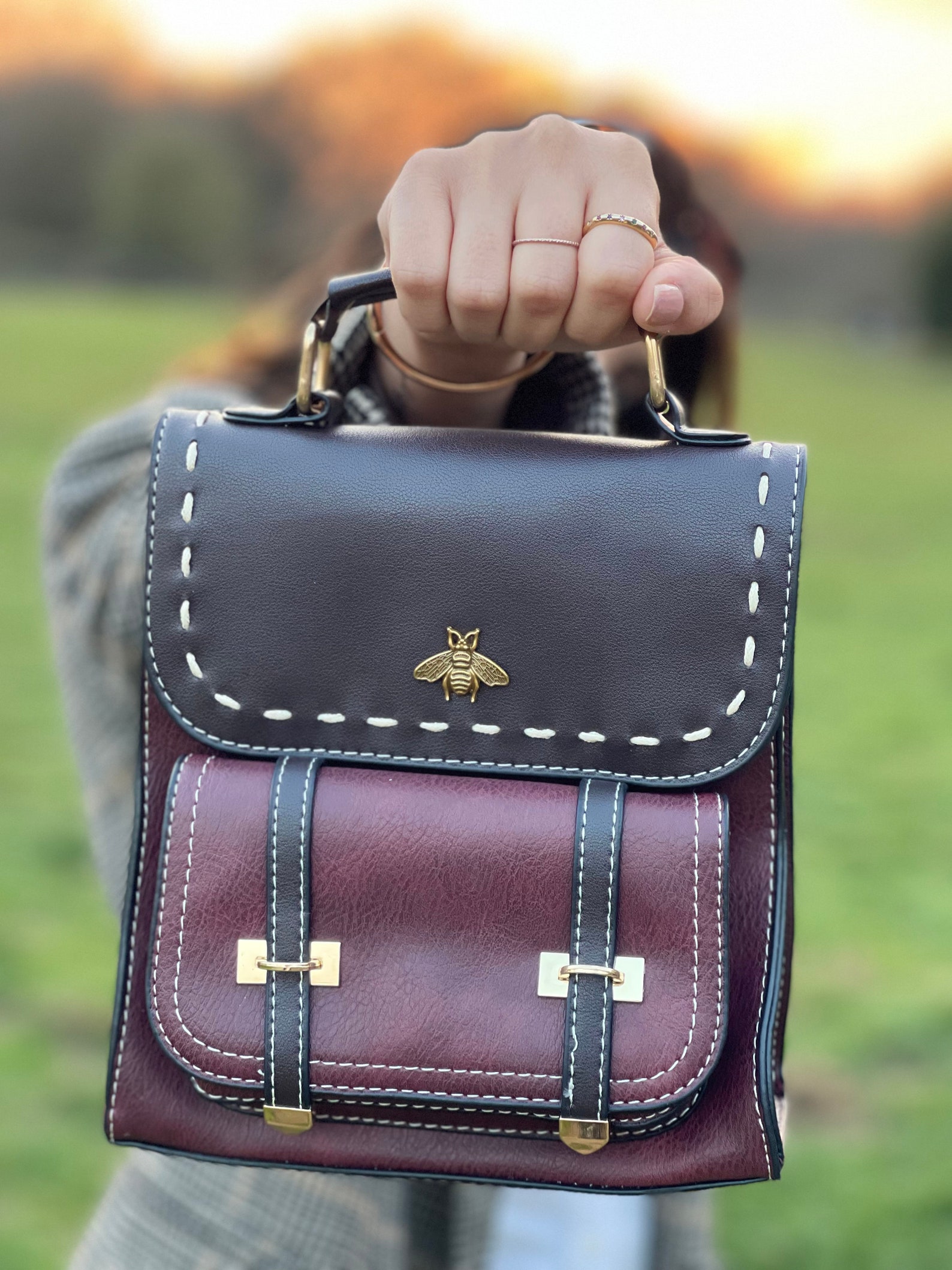Bee Bag Vegan Leather Backpack Convertible Backpack | Etsy