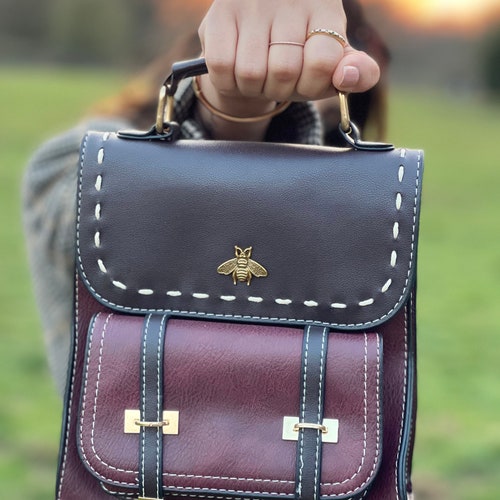 Bee Bag Vegan Leather Backpack Convertible Backpack | Etsy