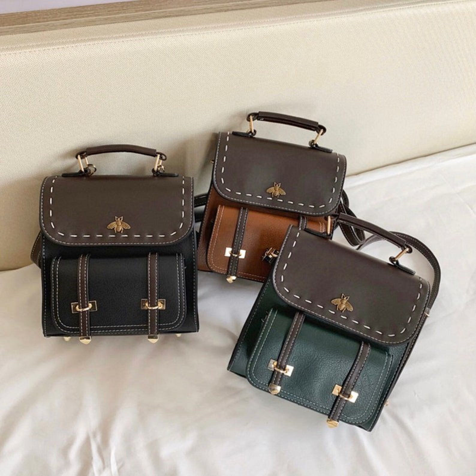 Bee Bag Vegan Leather Backpack Convertible Backpack - Etsy