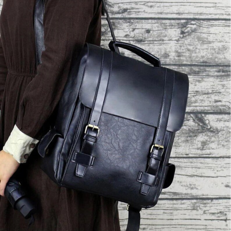 Vegan Leather Backpack Bookbag Travel Bag Vegan Gift - Etsy