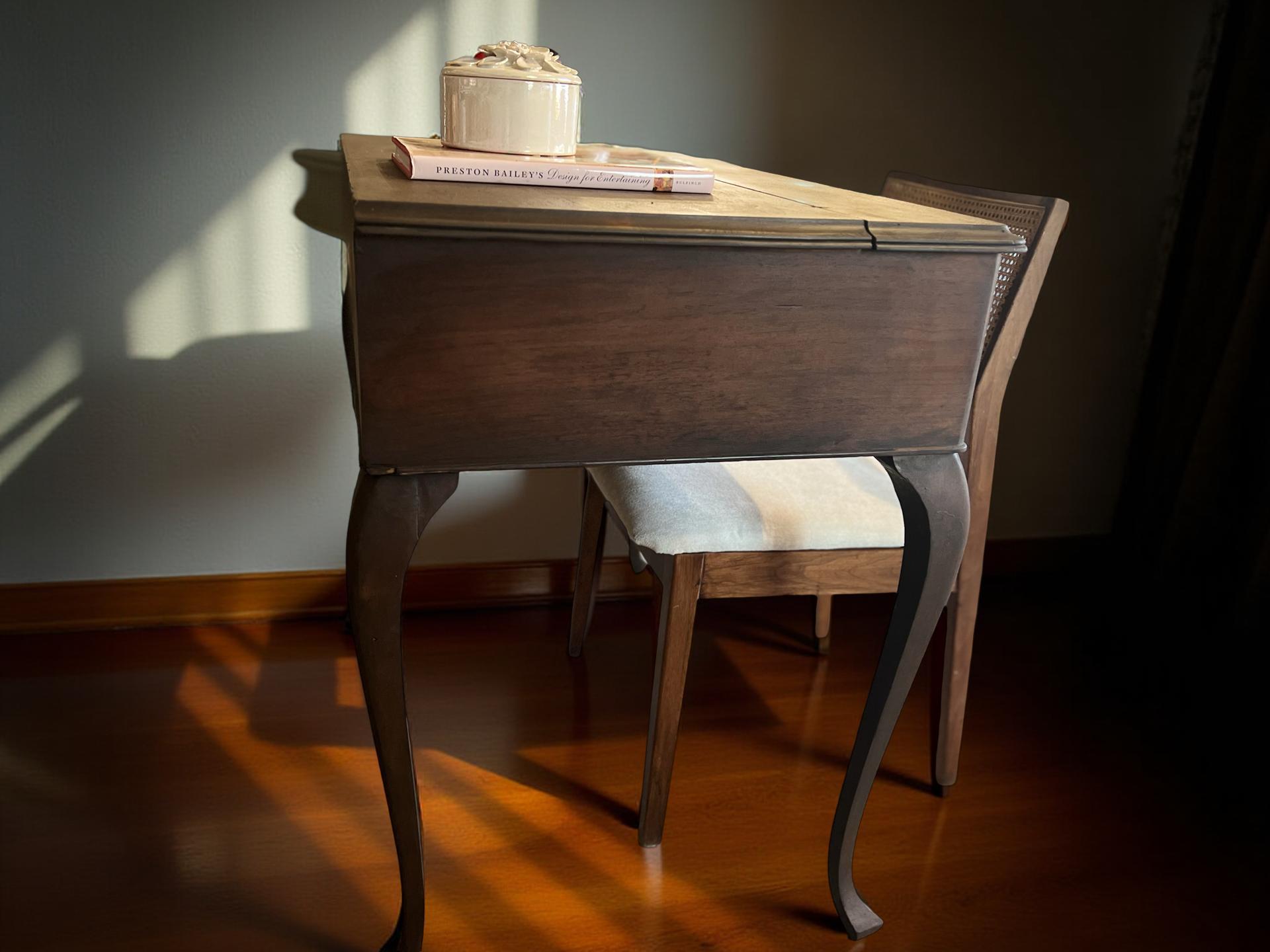 Antique Mahogany Petite Spinet Writing Desk C.1900 With a Beautiful ...