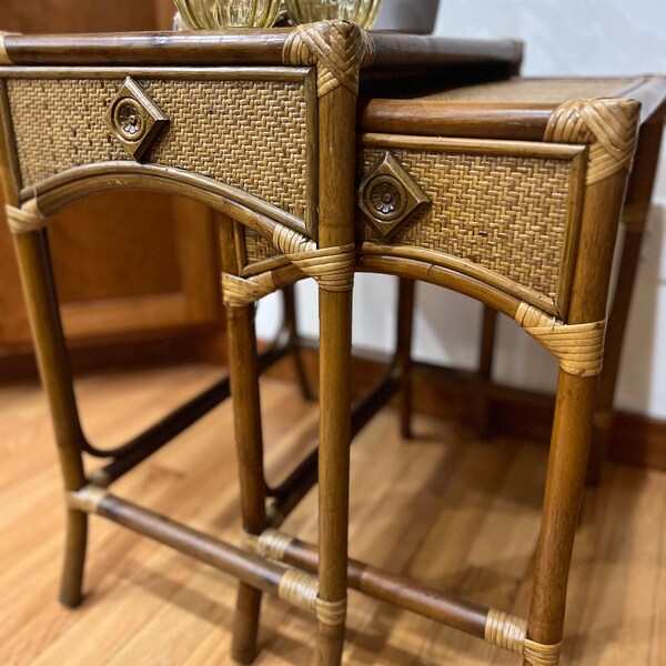 Rattan End Table - Etsy