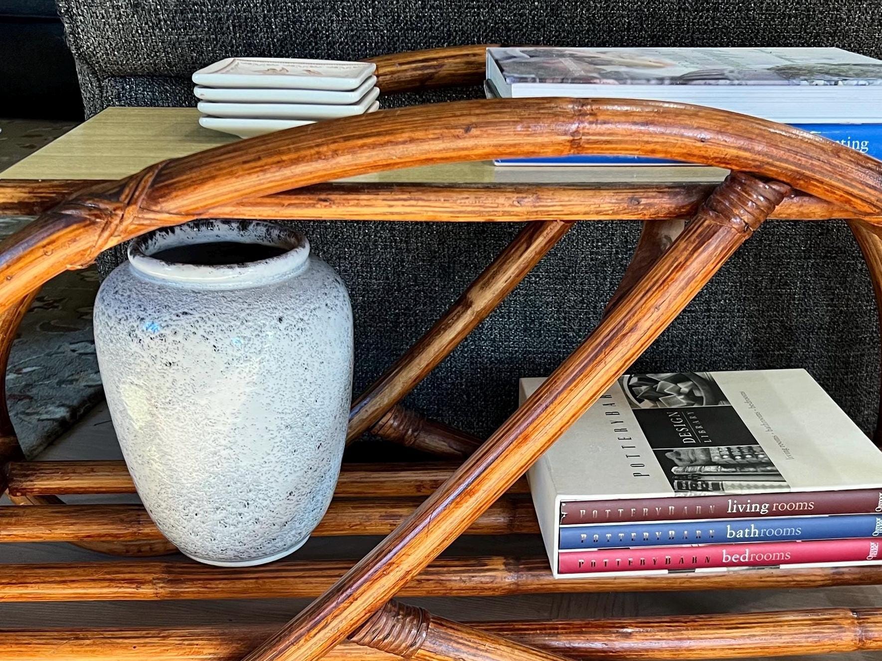 3/4 Pretzel grasshopper Rattan Side Table With Formica Top - Etsy