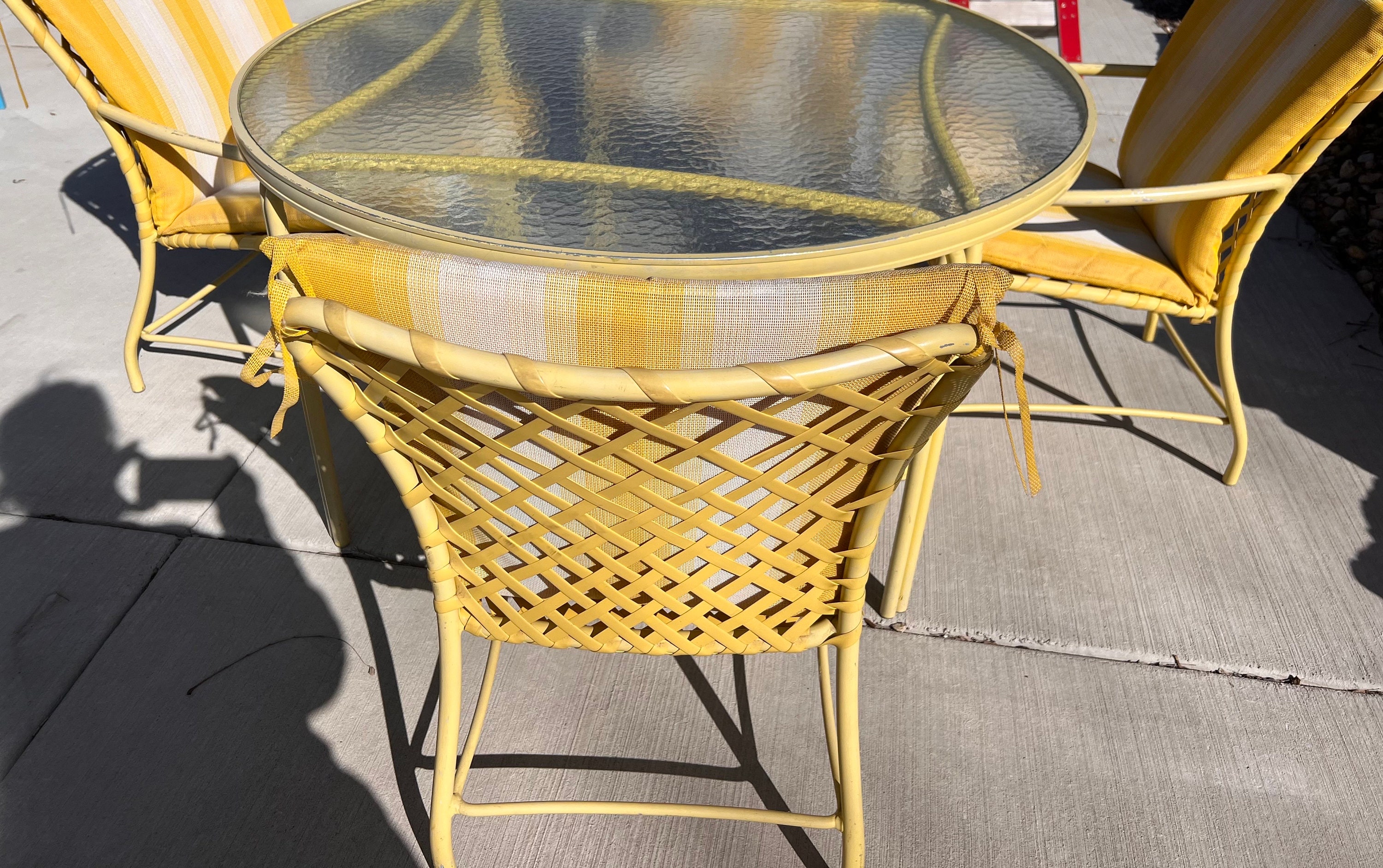 Vintage Brown Jordan Tamiami Patio Set Glass Topped Table and 5 ...