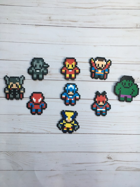 Marvel Inspired Perler Bead Heroes Magnets | Etsy