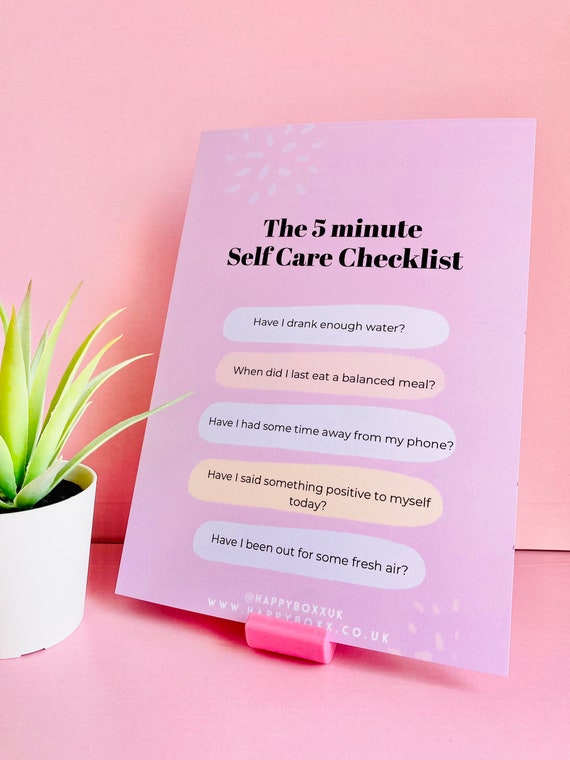 The 5 Minute Self Care Checklist Positive Stationery - Etsy