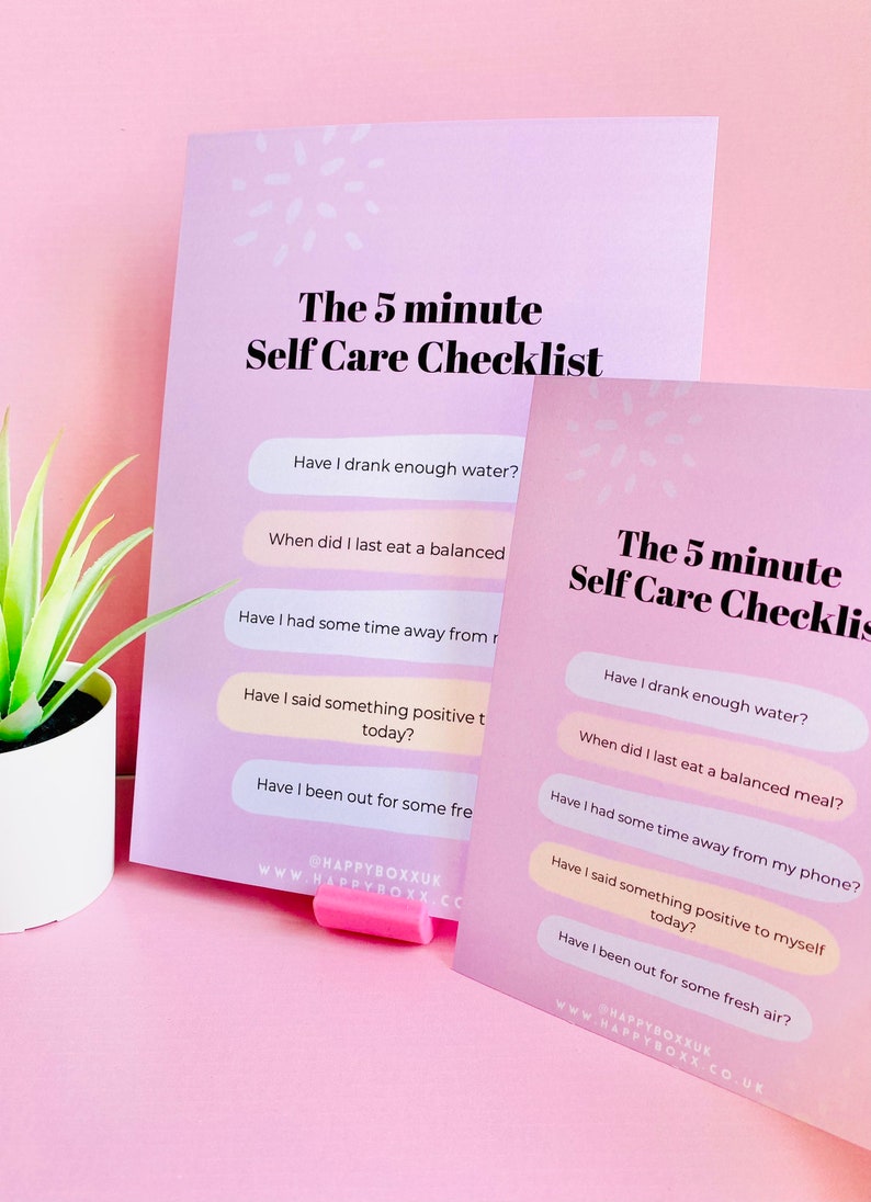 The 5 Minute Self Care Checklist Positive Stationery - Etsy