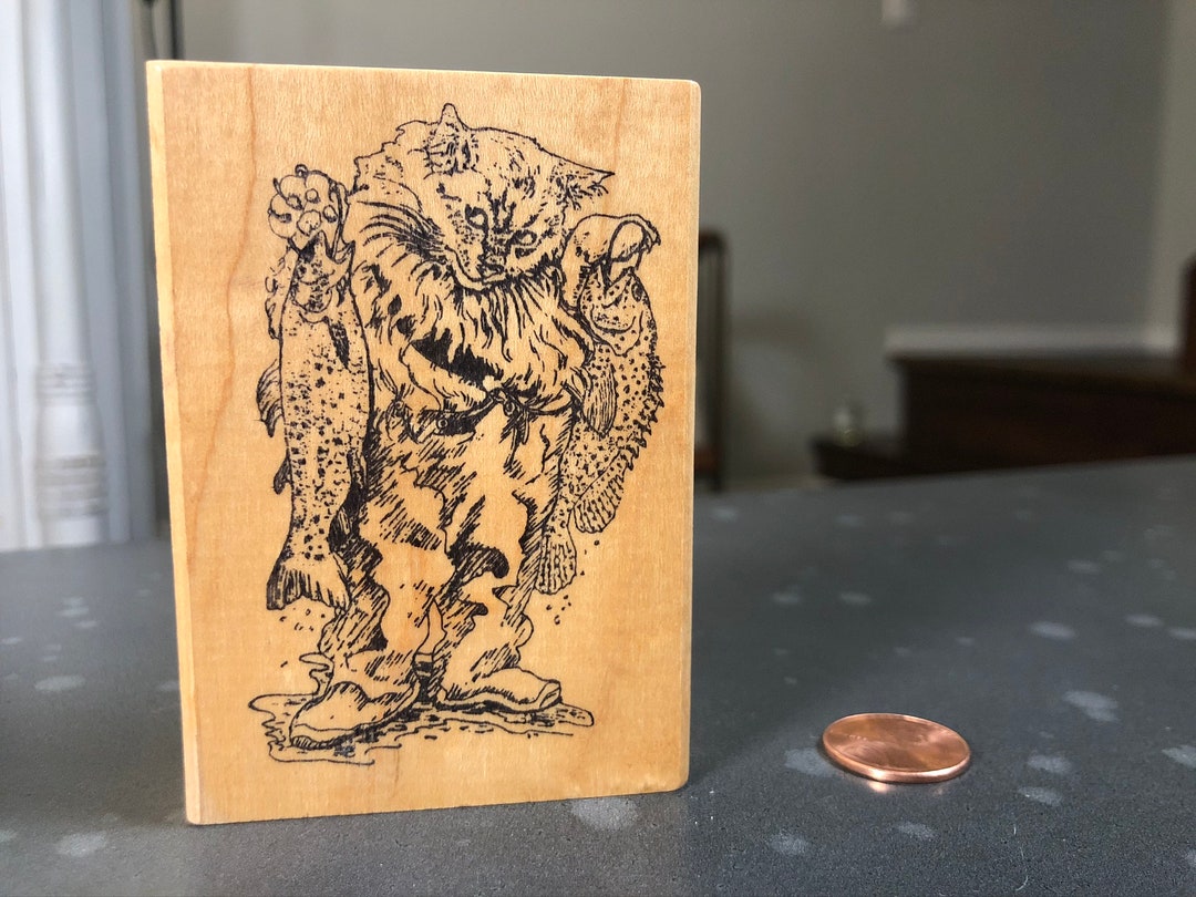 Vintage Rubber Stamp Rare Portfolio Wiley Fisher Cat - Etsy